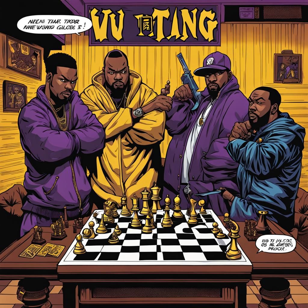Wu Tang rap group comic with chess and kung fu themes. Include ...