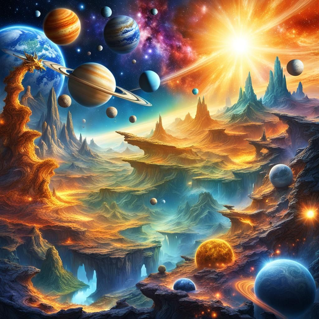 Space planets sun stars mythical creatures stardust gods fantasies more ...