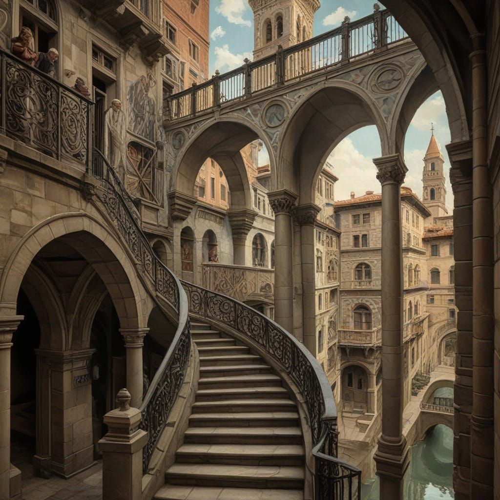 Escher - style of Florence Harrison, style of Monia Merlo, style of ...
