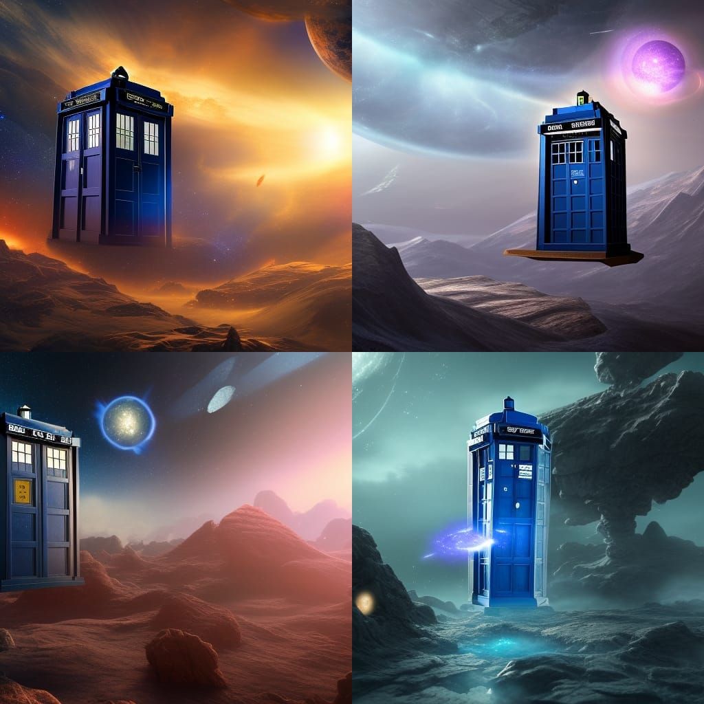 TARDIS in orbit around planet - AI Generated Artwork - NightCafe Creator