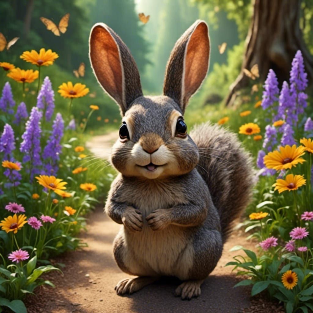 A Squabbit sits on a path - AI Generated Artwork - NightCafe Creator