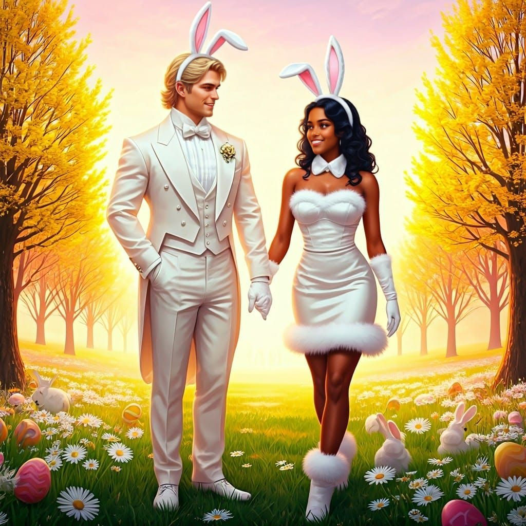 Angel & Brian As The Mr. & Mrs. Easter Bunny Couple Holding Hands On ...