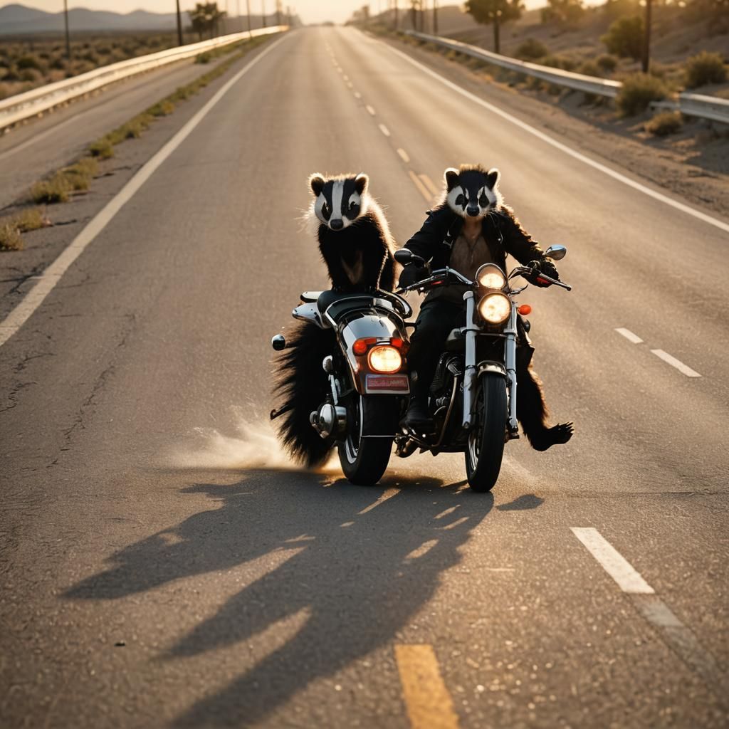 Skunk Riding Motorcycle in Hyper-Realistic Action ... - AI Art