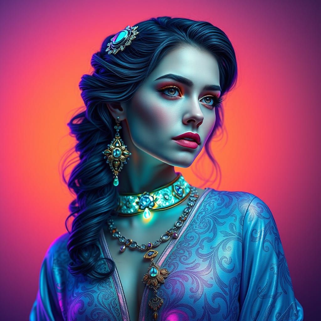 Hyperrealistic Portrait of a Futuristic Goddess - AI Art