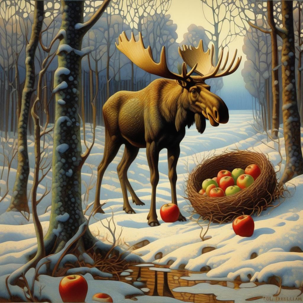 moose and apples - AI Generated Artwork - NightCafe Creator