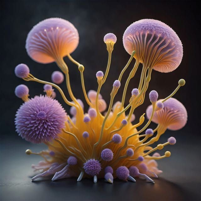 Harmless False-Colored Floral-Shaped Bacterial Clusters Seen Through a ...