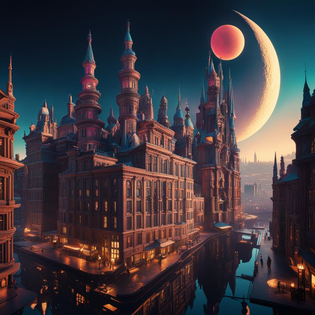 City on the moon. - AI Generated Artwork - NightCafe Creator