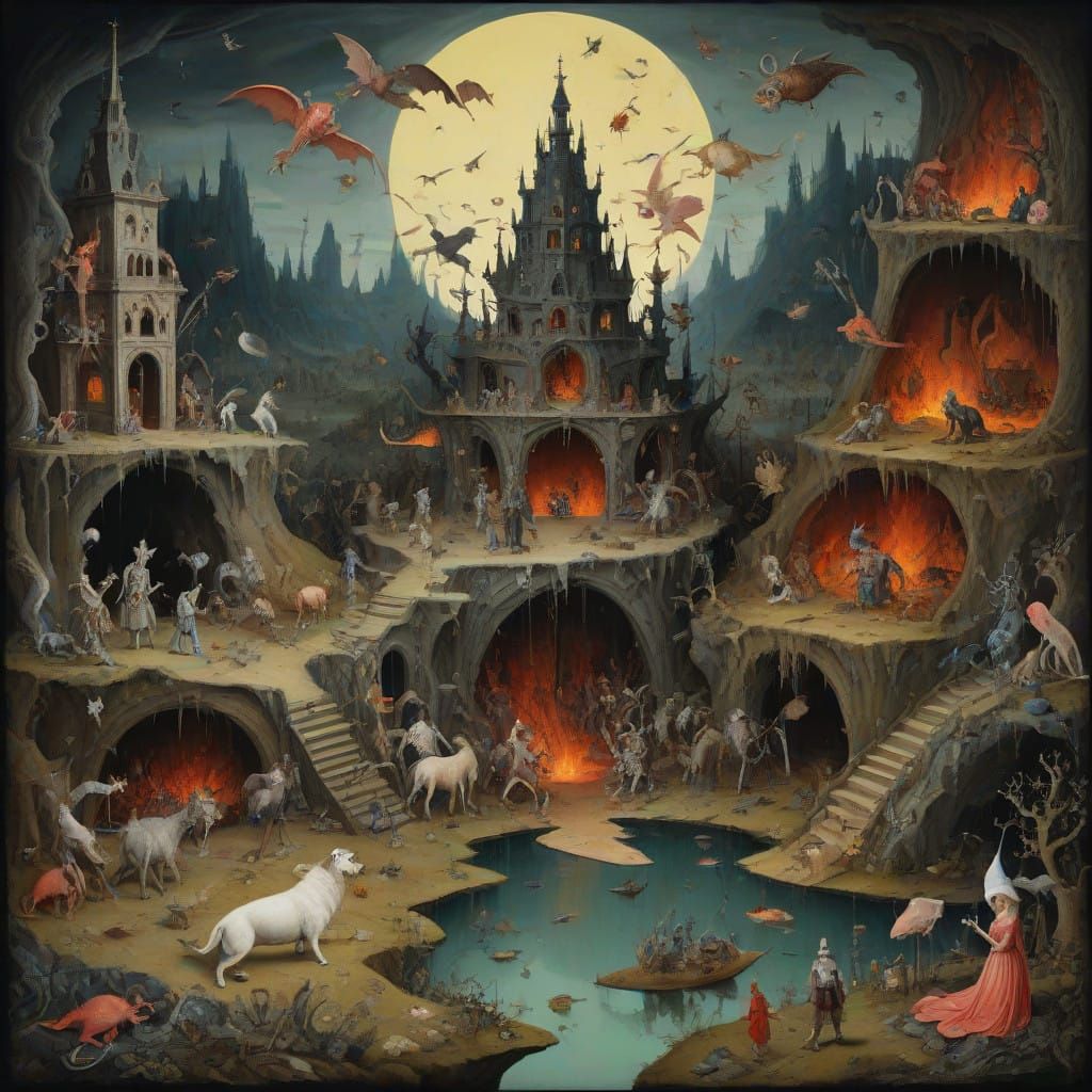 Grotesque Scenes of Heironymous Bosch's Hellish Vi... - AI Art