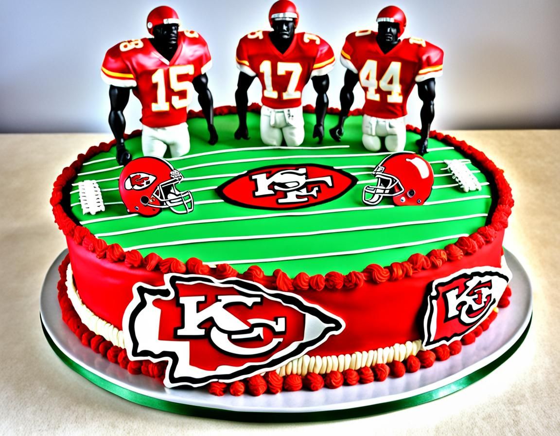 San Francisco 49ers jersey cake, Kansas City Chiefs cake, side by side ...
