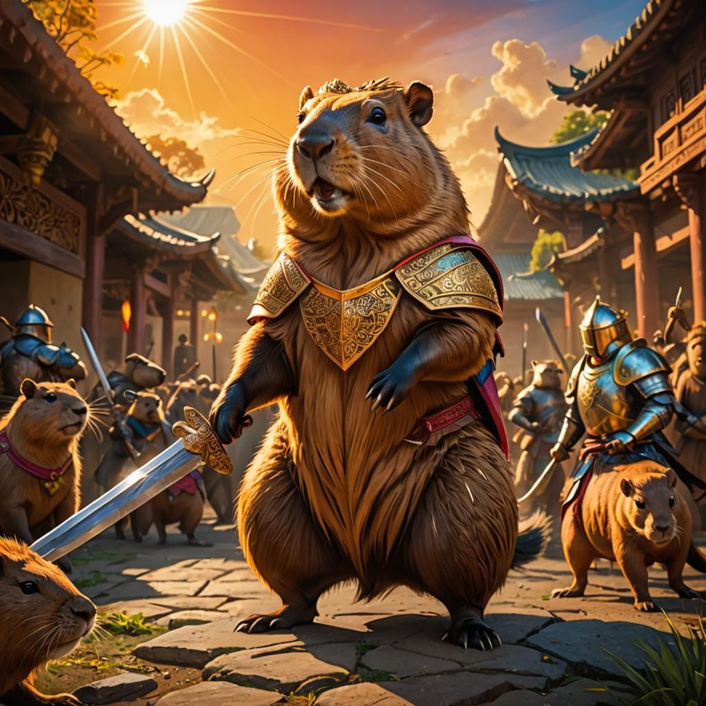 A fearsome and powerful capybara with a sword - AI Generated Artwork ...