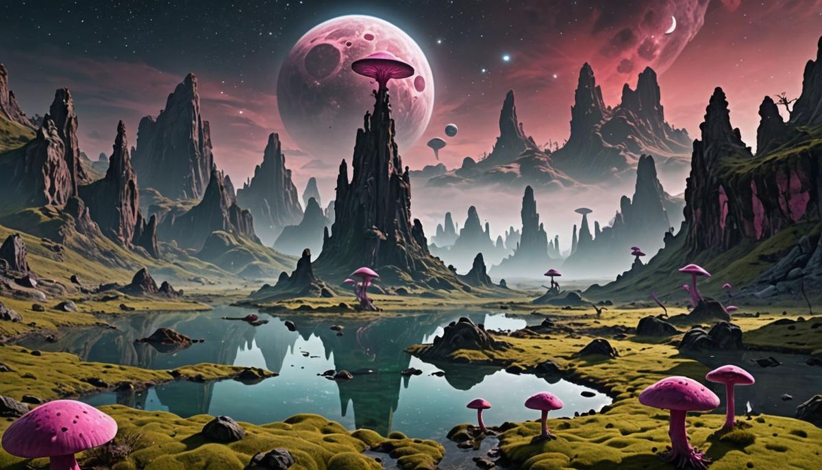 Strange alien planet with tiny strange gray alien Zeta Reticulan, no ...