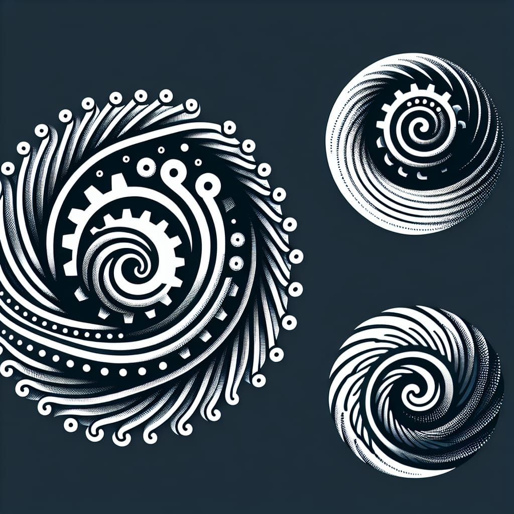 A minimalistic logo, combining the magical swirl of Debian and a cog ...