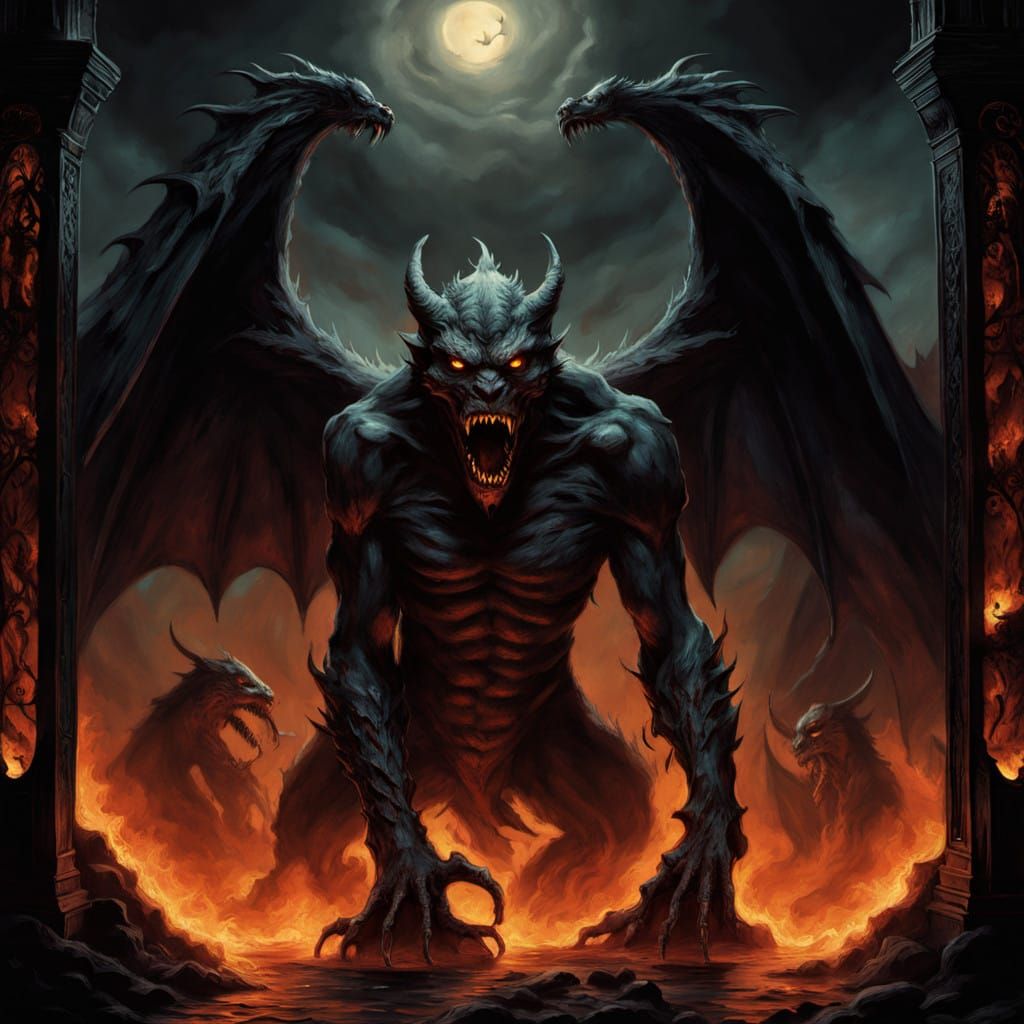 Image of a Gargoyle guarding the Gates of Hades horror Gustave Doré ...