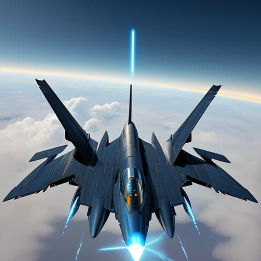 rocket-powered fighter - Cyberpunk Fighter Jet Soars Through...