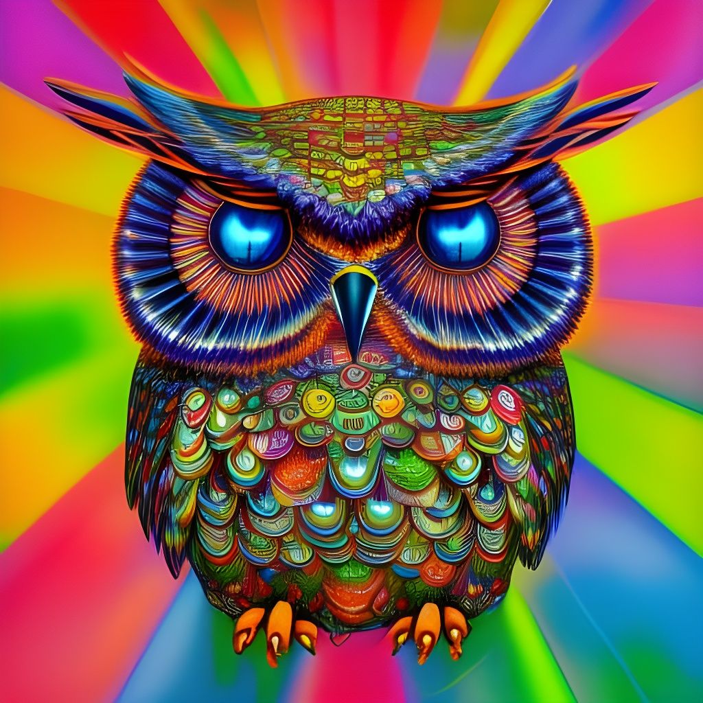 Psychedelic Owl - AI Generated Artwork - NightCafe Creator