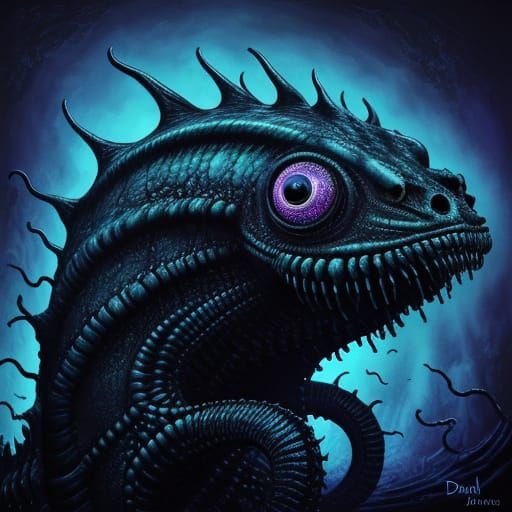 Disturbing Surrealist Alien in Oil Painting Style - AI Art