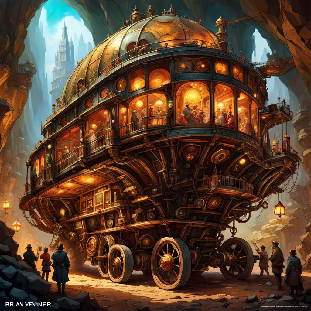Steampunk explorers on the move - AI Generated Artwork - NightCafe Creator