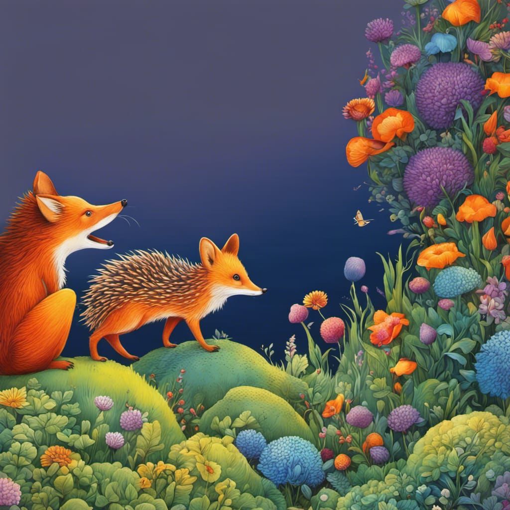 A frog fox and a hedgehog fox 😊 - AI Generated Artwork - NightCafe Creator