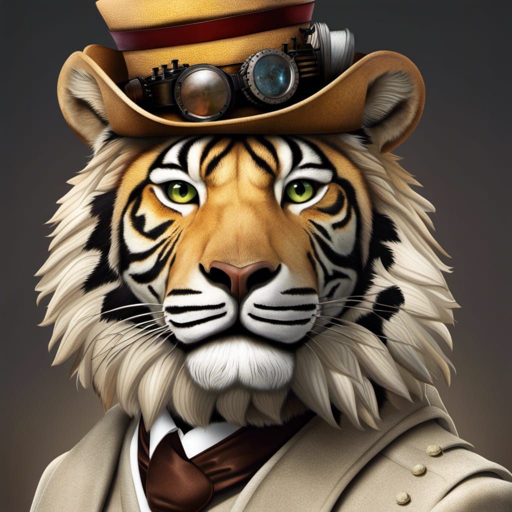 steampunk liger portrait - AI Generated Artwork - NightCafe Creator