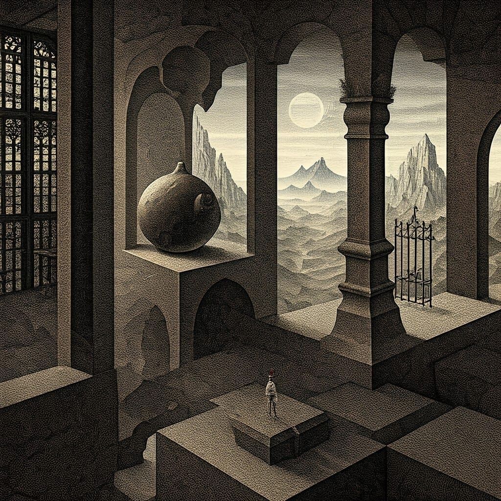 Escher - Escher-Inspired Surrealist Landscape with Impossibl...