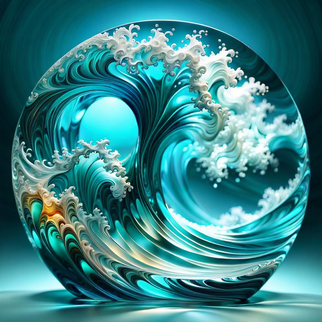 Ocean Waves Glass Sculpture - AI Generated Artwork - NightCafe Creator