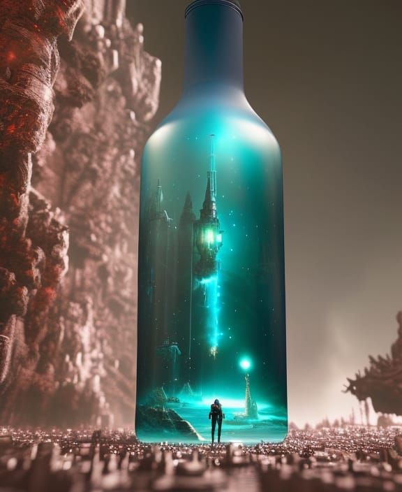 Insanely detailed photograph of a n Underwater Magic Galaxy Castle ...