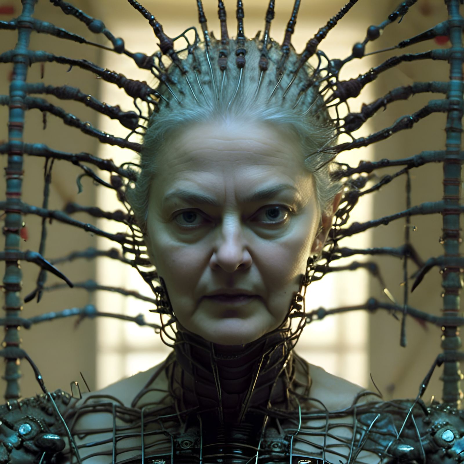 Douches of horror looking straight at you with serious stare, grotesque ...