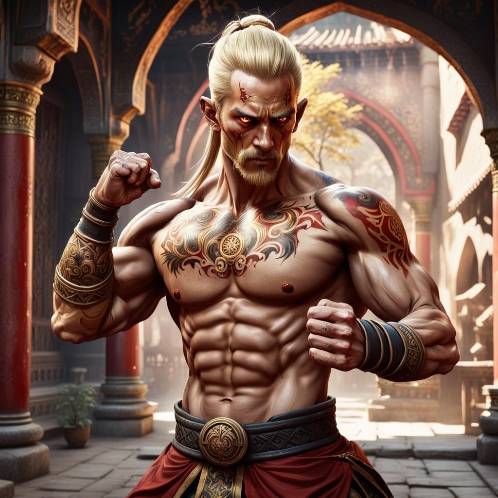 High elf Monk battle stance - AI Generated Artwork - NightCafe Creator