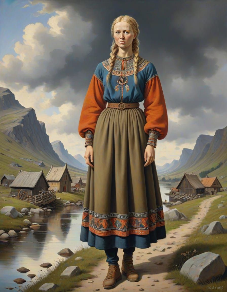 Nordic, 560 AD - Nordic Maiden in Ancient Attire