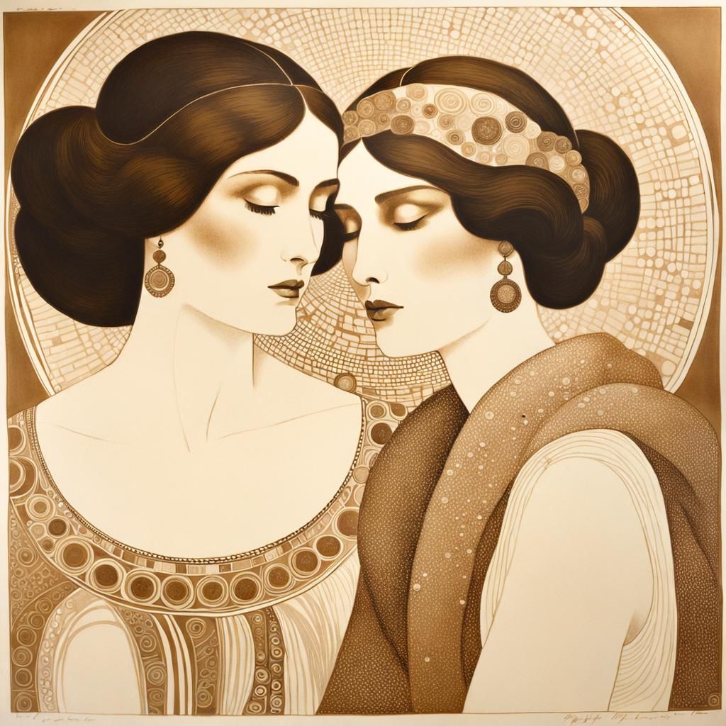 "VINTAGE LIGHT SEPIA MONOCHROMATIC LITHOGRAPHIC PRINT ", whispering ...