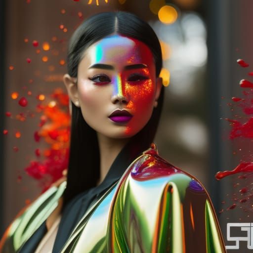 plosive bloody iridescent splash - AI Generated Artwork - NightCafe Creator