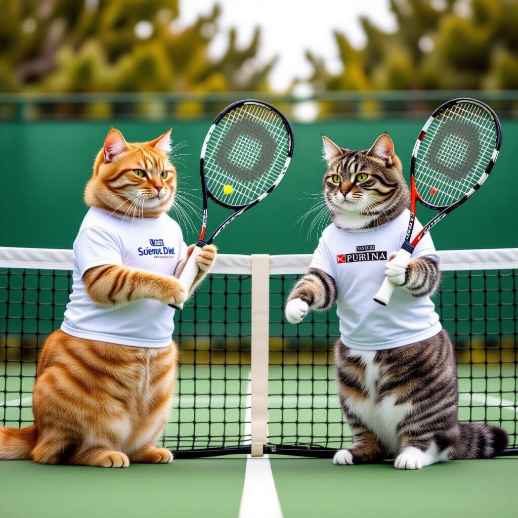 Kitty Cat Tennis - Tabby Cats Play Tennis in a Realistic Sty...