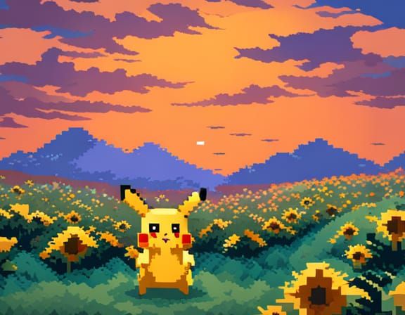 pixel 8-bit pikachu in field - AI Generated Artwork - NightCafe Creator