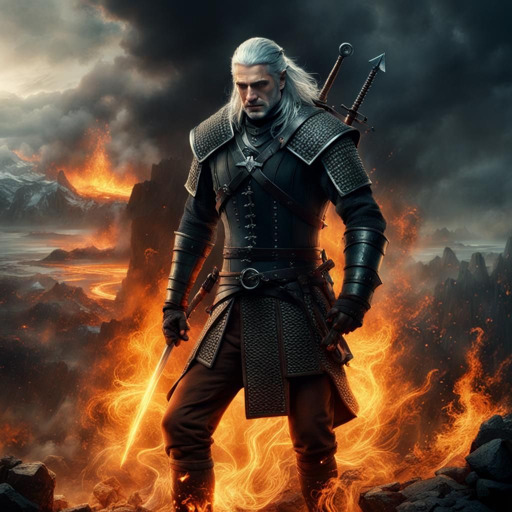 The Witcher using fire magic - AI Generated Artwork - NightCafe Creator