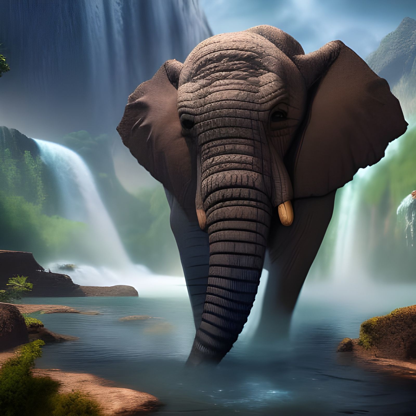 elephant under the water - AI Generated Artwork - NightCafe Creator