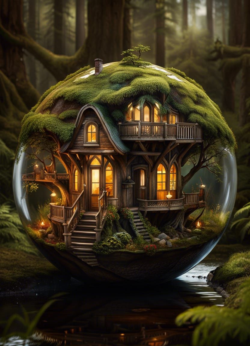Orbed Treehouse I - AI Generated Artwork - NightCafe Creator