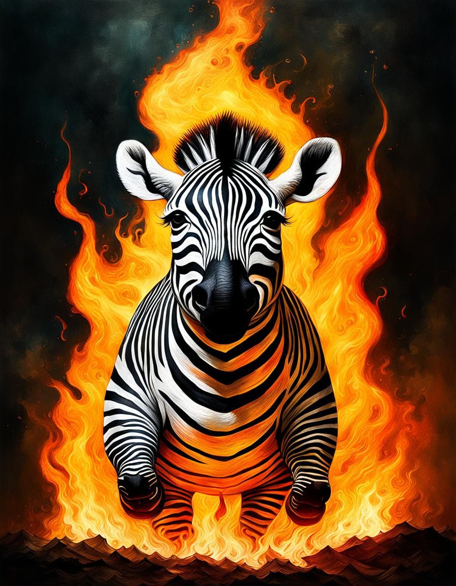 "Fiery Obese Flaming Zebra engulfed in Flames": photograph by Stephen ...
