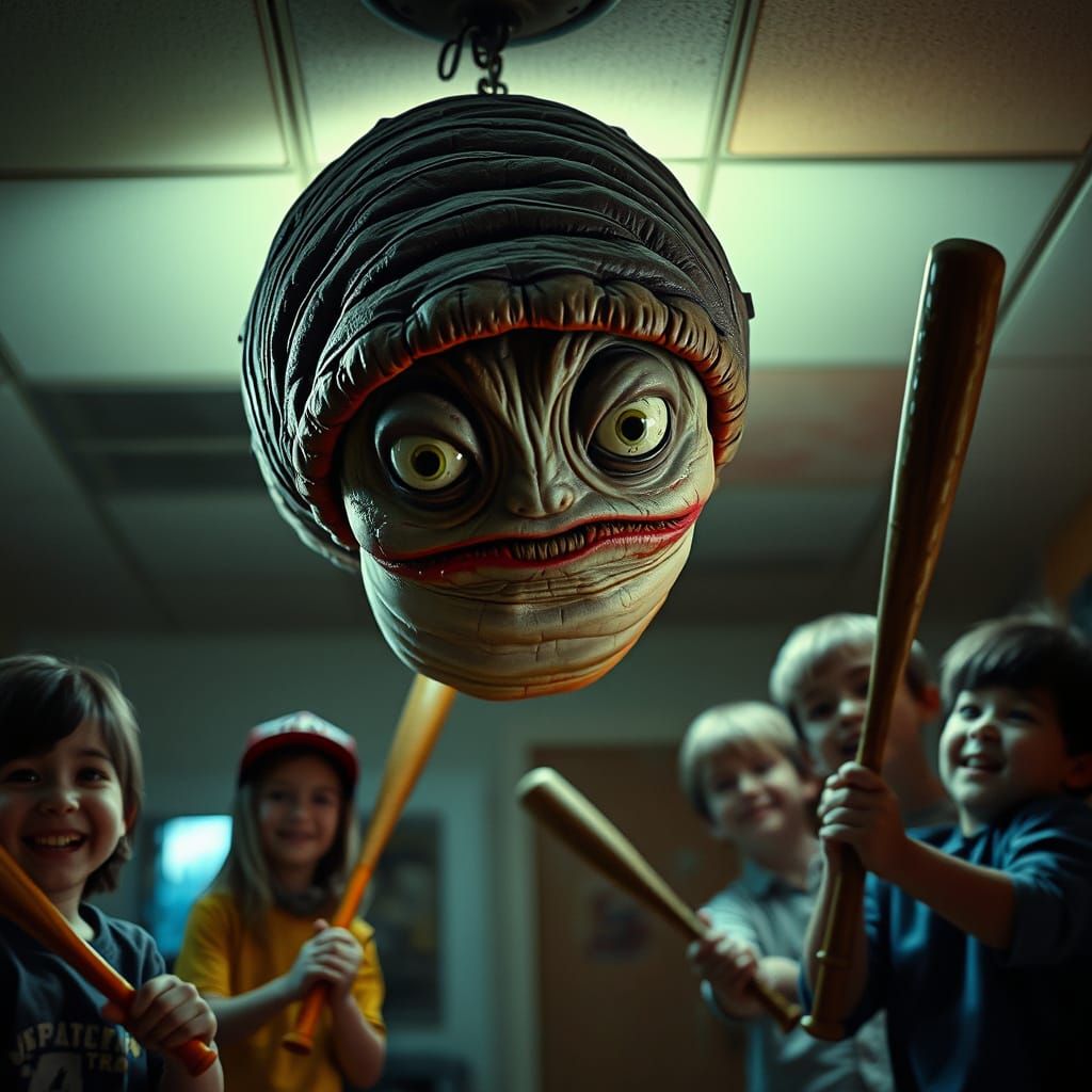 worried piñata - Chubby Worm-Like Piñata Hangs from Ceiling,...