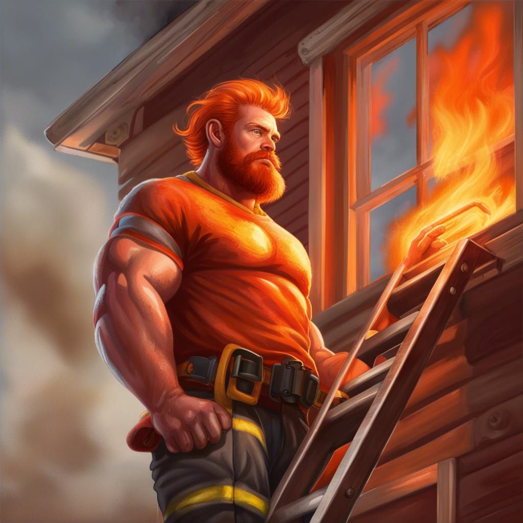 Heroic strong Firefighter 🔥 - AI Generated Artwork - NightCafe Creator