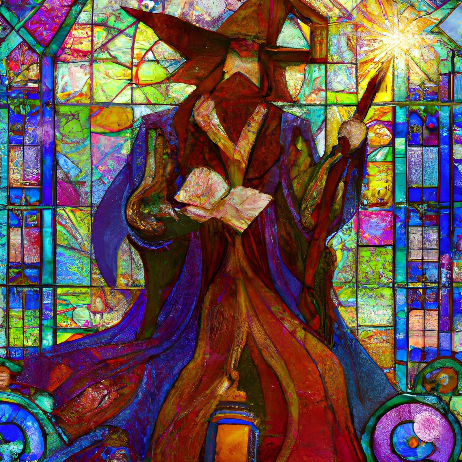Stained Glass Wizard - AI Generated Artwork - NightCafe Creator