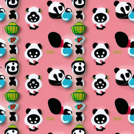 REPEATING PATTERNS OF CUTE PANDAS IN THE STYLE OF JANUSZ STAMMY POSTER ...