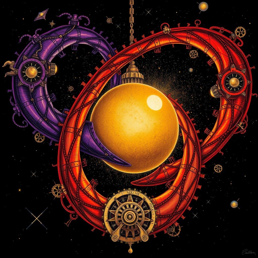 Durer-style illustration print of three different metallic colors ...