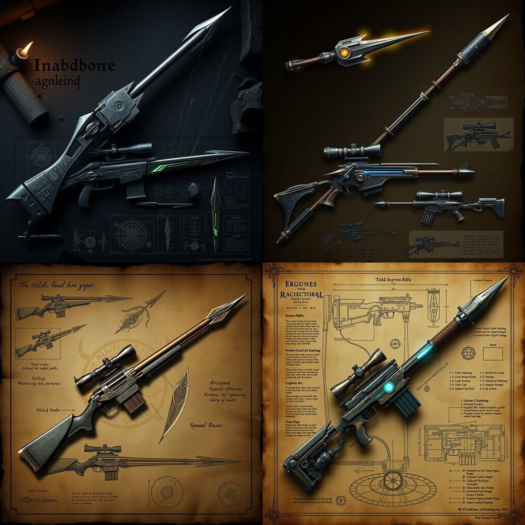Ancient Arcane Hybrid Spear Rifle Concept Art - AI Art