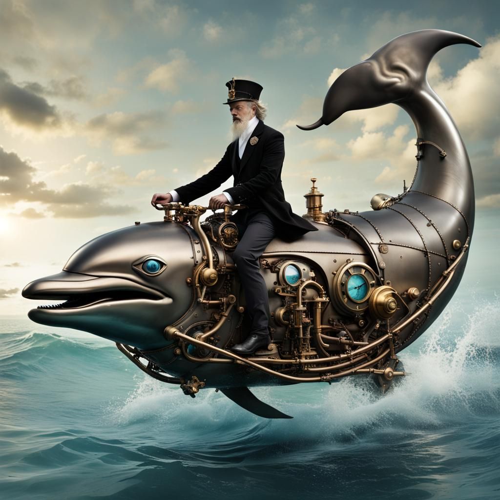 Mechanical dolphin ride. - AI Generated Artwork - NightCafe Creator