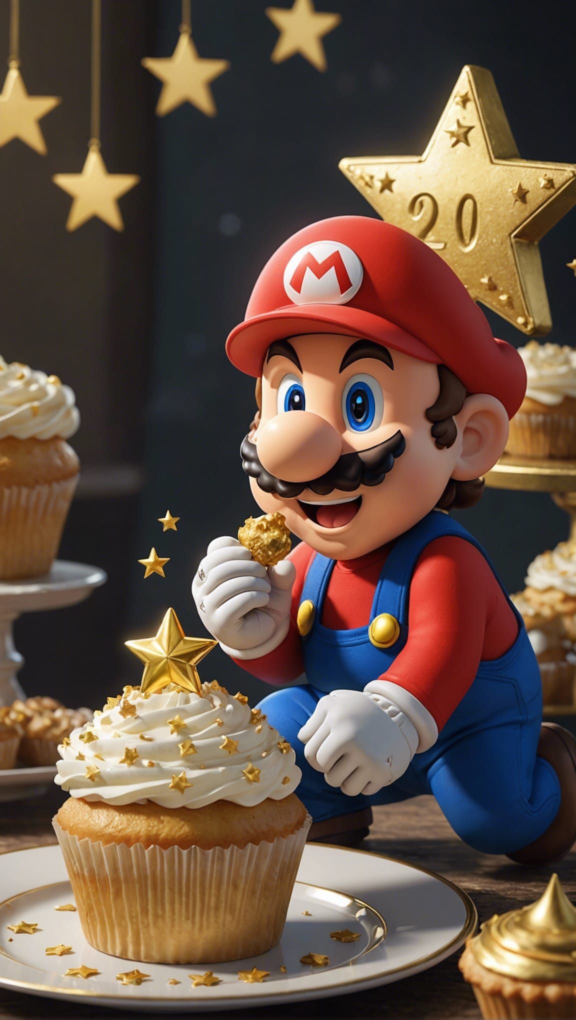 Ultra HD image of Super Mario eating a gold star, like a cupcake ...