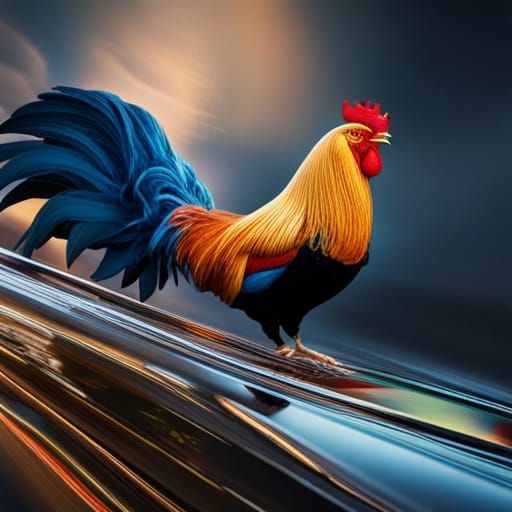 A rooster, driving a Cadillac, 8k resolution, a masterpiece, 35mm ...