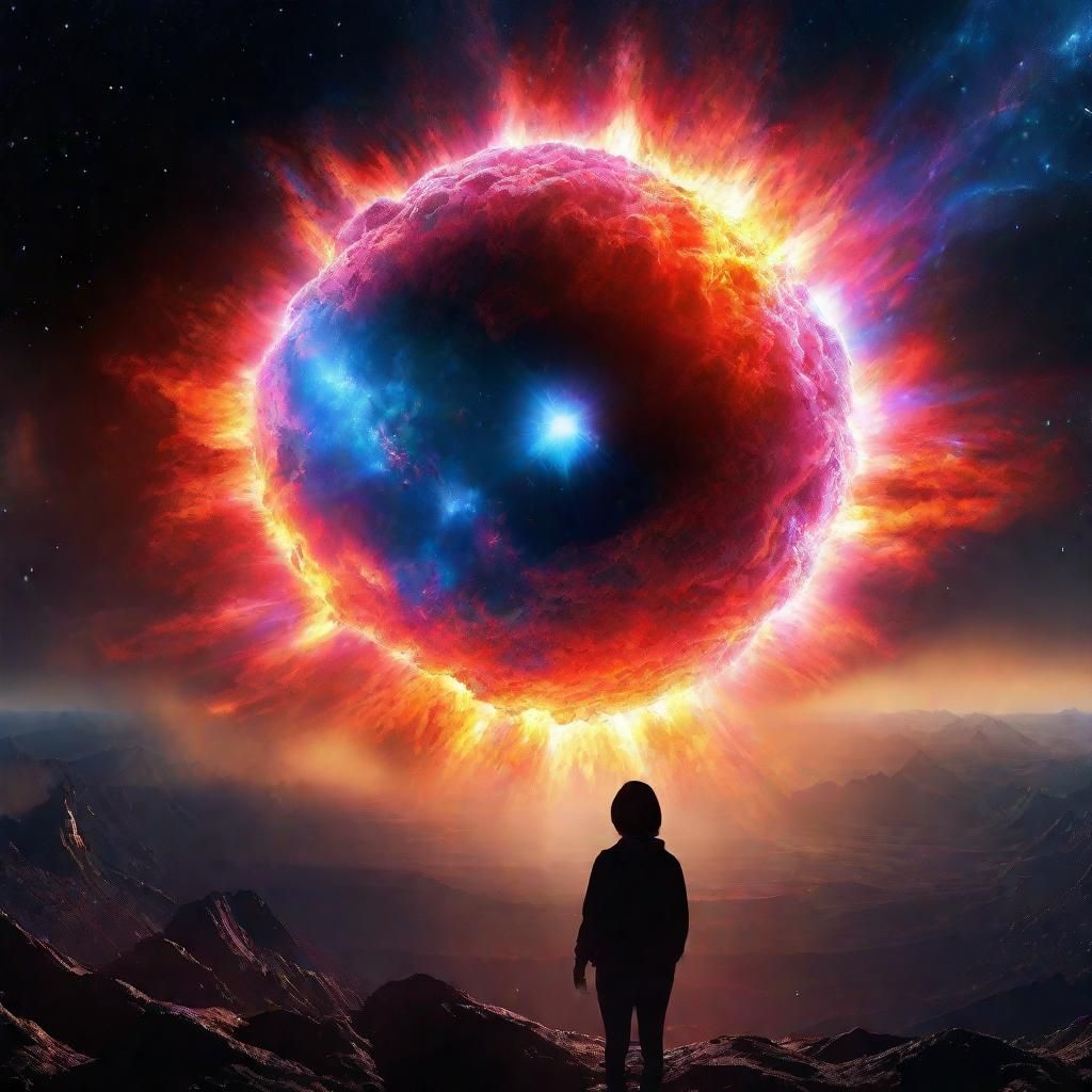 A spectacularly igniting supernova shines brightly amidst the darkness ...