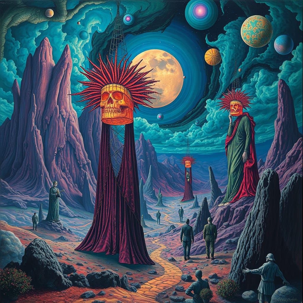 Mohican valley - Surreal Gothic Landscape in Mucha Style