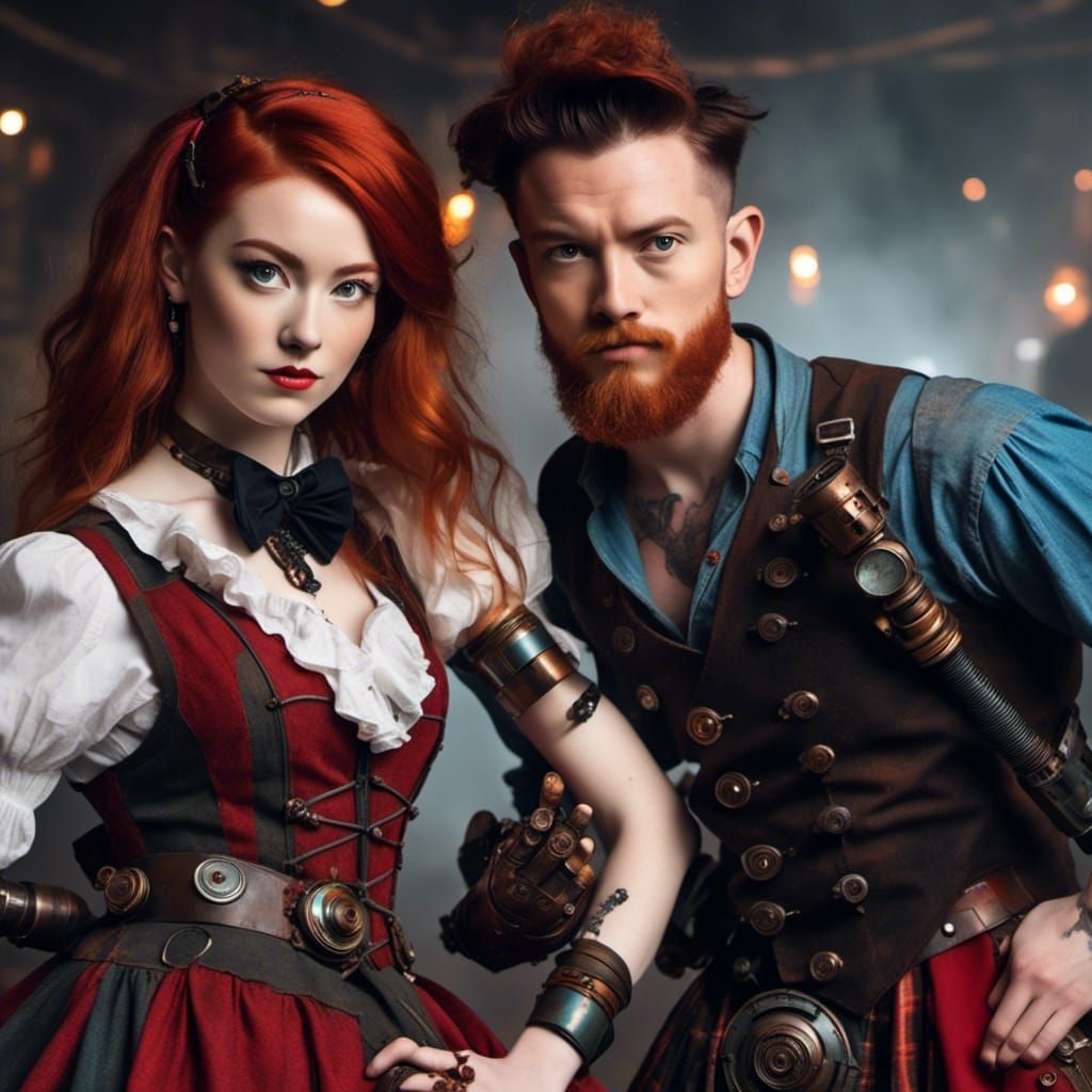 (glamor shot, professional profile picture:1.2) A red-haired young ...