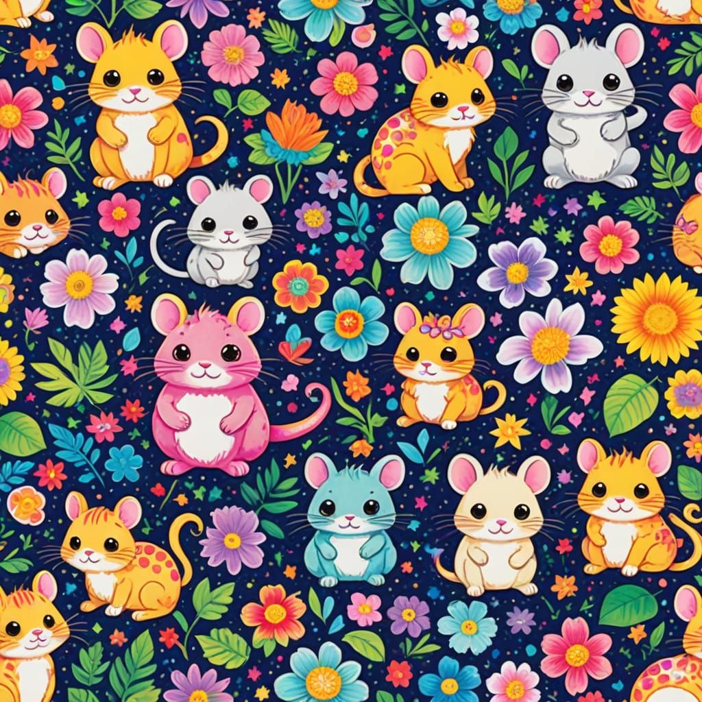 Whimsical Mice in Vibrant Forests, Inspired by Stu... - AI Art